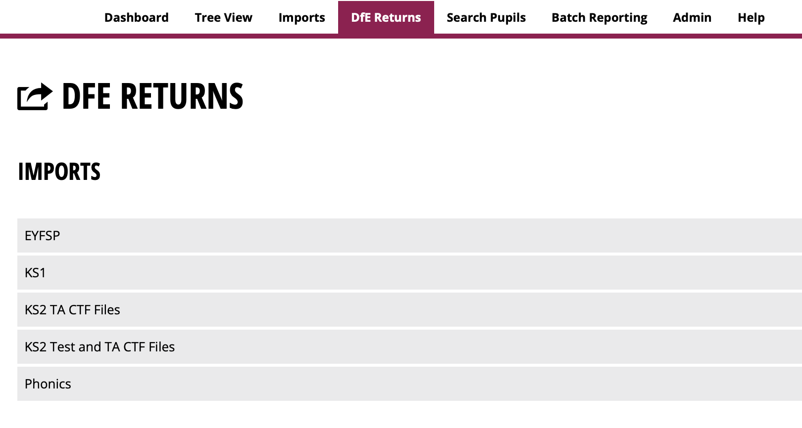 DfE Returns – Nexus